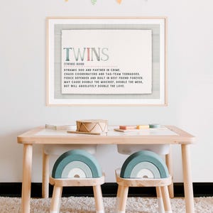 Twins Nursery Wall Art Brother Sister Definition Neutral Twins Decor ...
