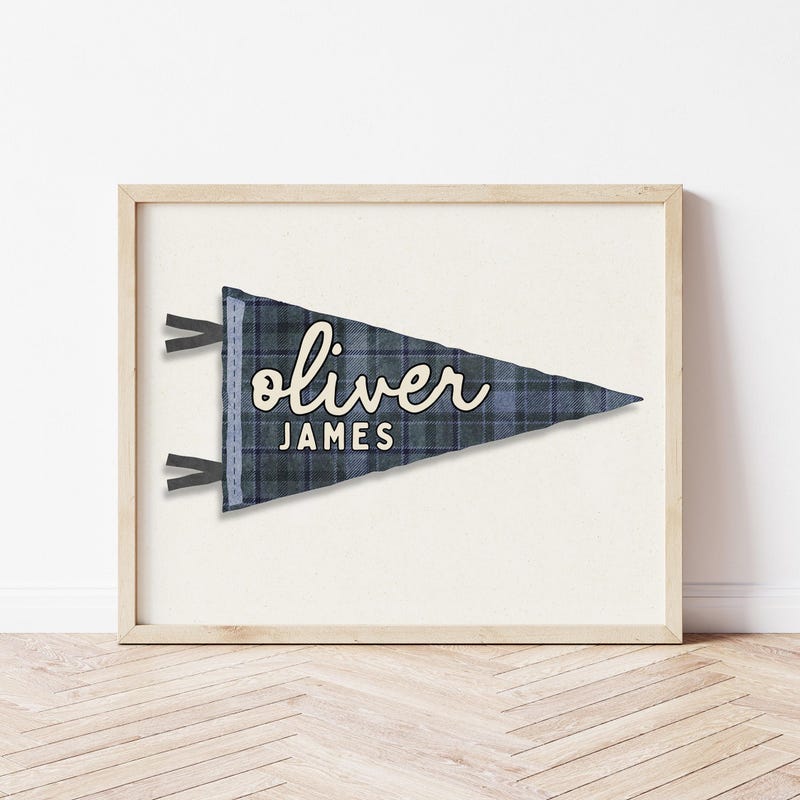 Plaid Pennant With Name - Etsy
