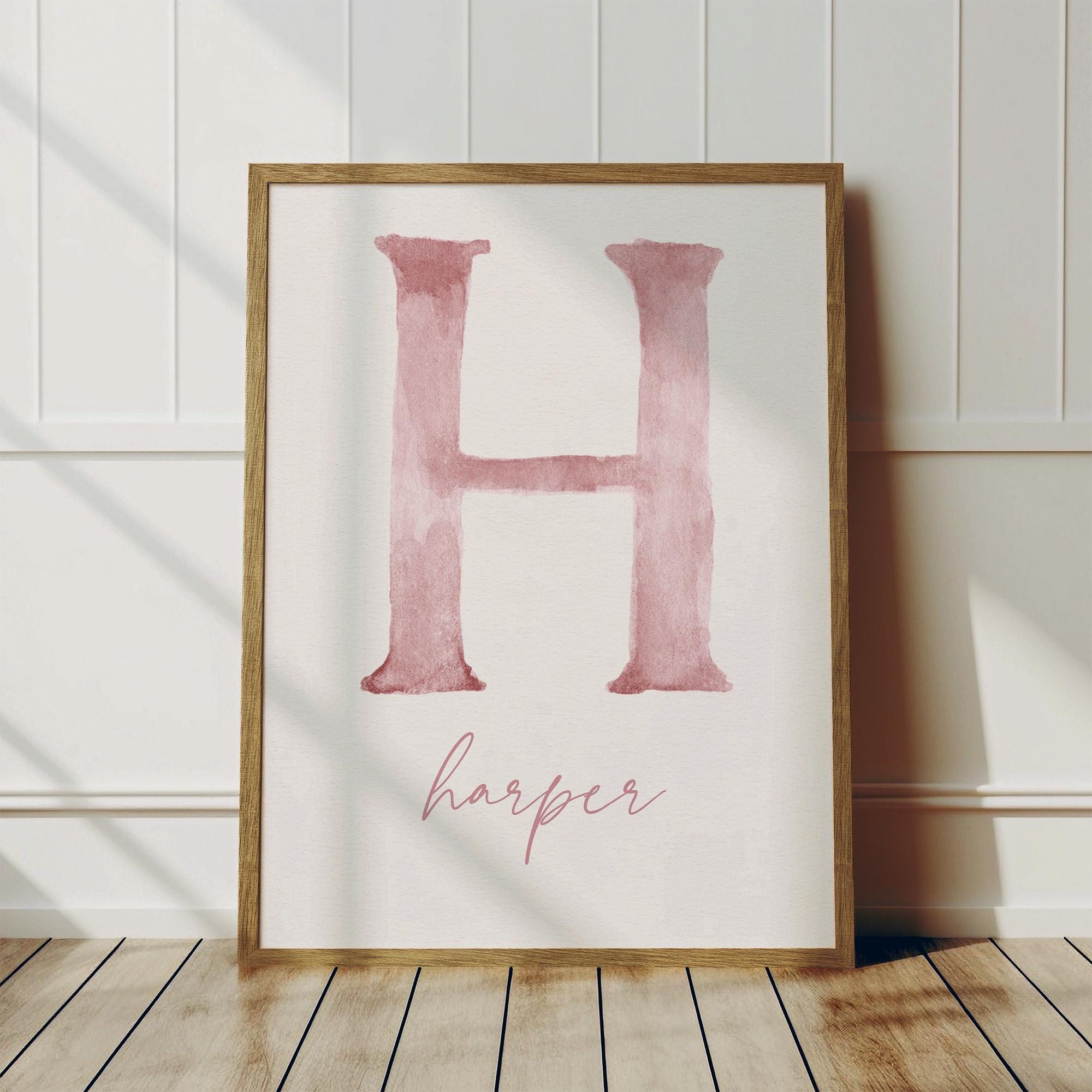 Nursery Name Sign Blush Pink Watercolor Decor Custom Girl Name Print ...