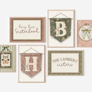 Sisters Wall Art Personalized Sibling Decor Custom Pennant Banner ...