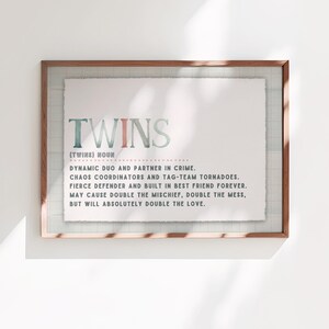Twins Nursery Wall Art Brother Sister Definition Neutral Twins Decor ...