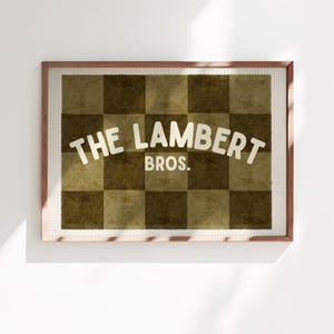 Brotherhood Wall Art Boys Playroom Decor Bros Print Retro Checkerboard ...