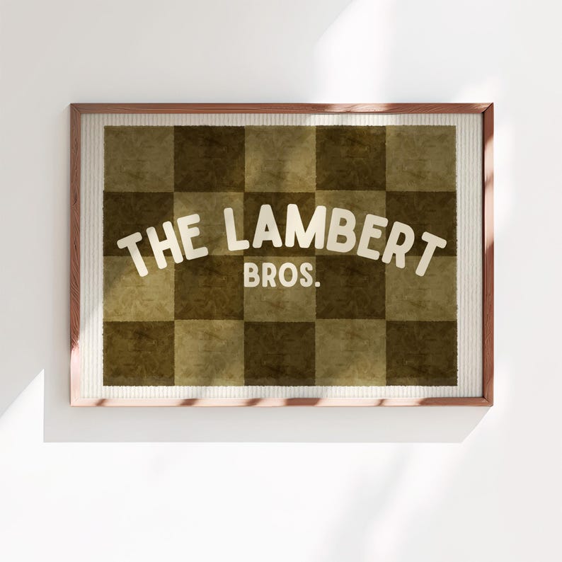 Brotherhood Wall Art Boys Playroom Decor Bros Print Retro Checkerboard ...
