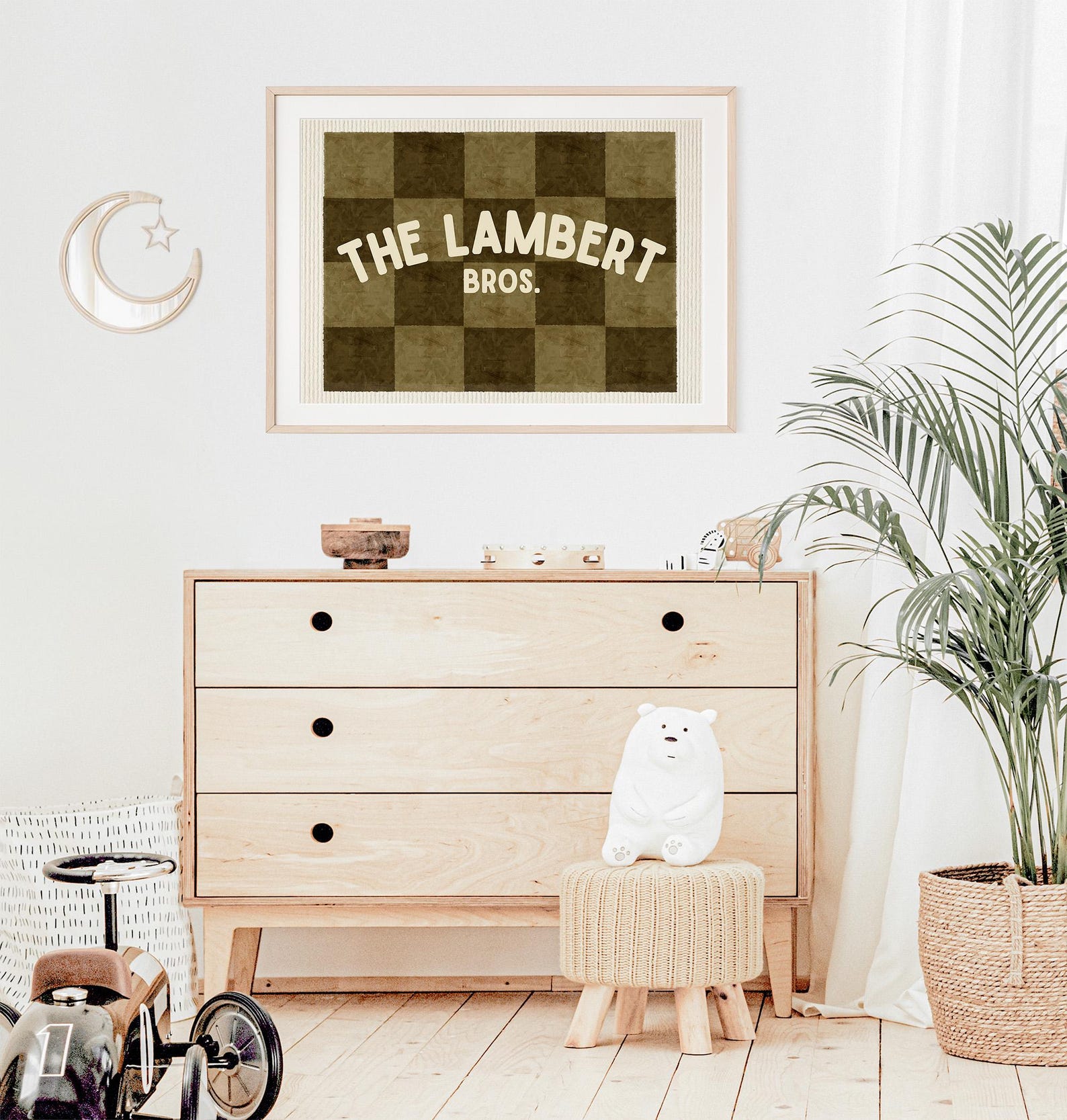 Brotherhood Wall Art Boys Playroom Decor Bros Print Retro Checkerboard ...