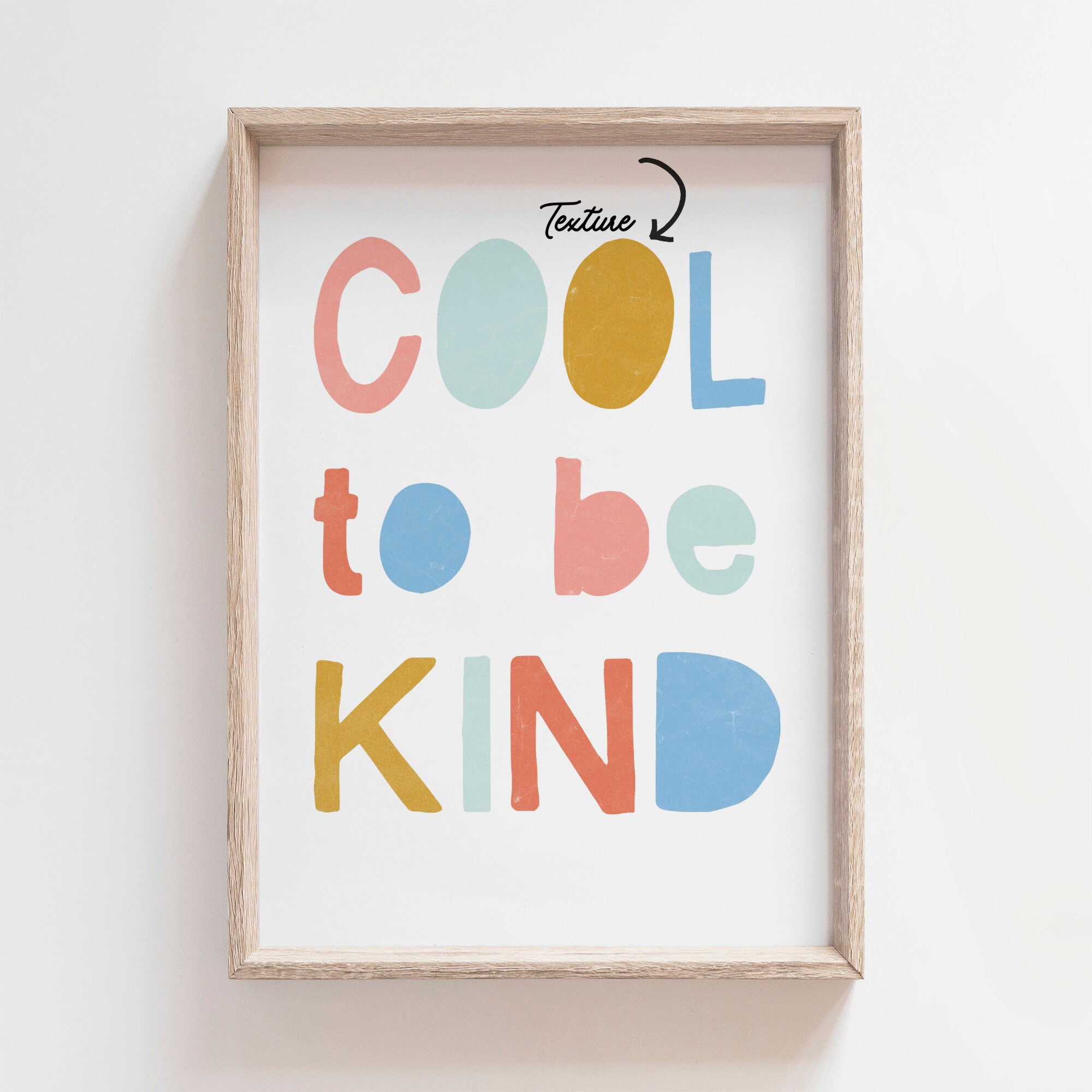 Cool to Be Kind Poster Retro Minimalist Wall Art Word Quote Decor ...