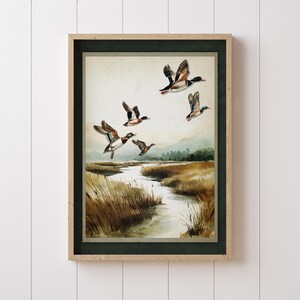 Fishing Hunting Woodland Wall Art Deer and Duck Nature Themed Prints ...