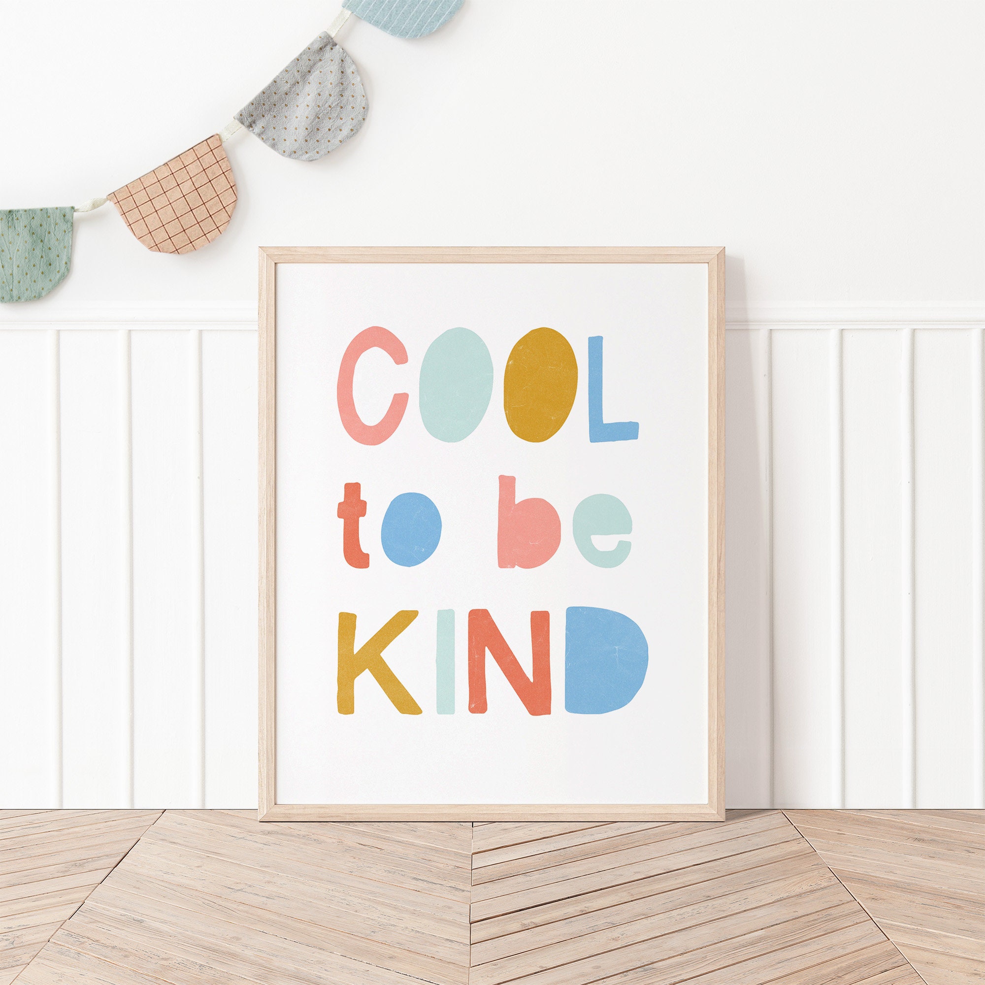 Cool to Be Kind Poster Retro Minimalist Wall Art Word Quote Decor ...