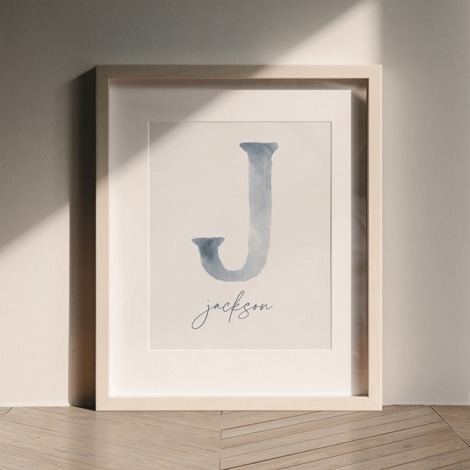 Newborn Name Sign, Baby Sign for Nursery, Custom Boy Name Print, Blue ...