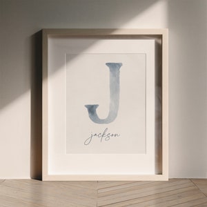 Newborn Name Sign, Baby Sign for Nursery, Custom Boy Name Print, Blue ...