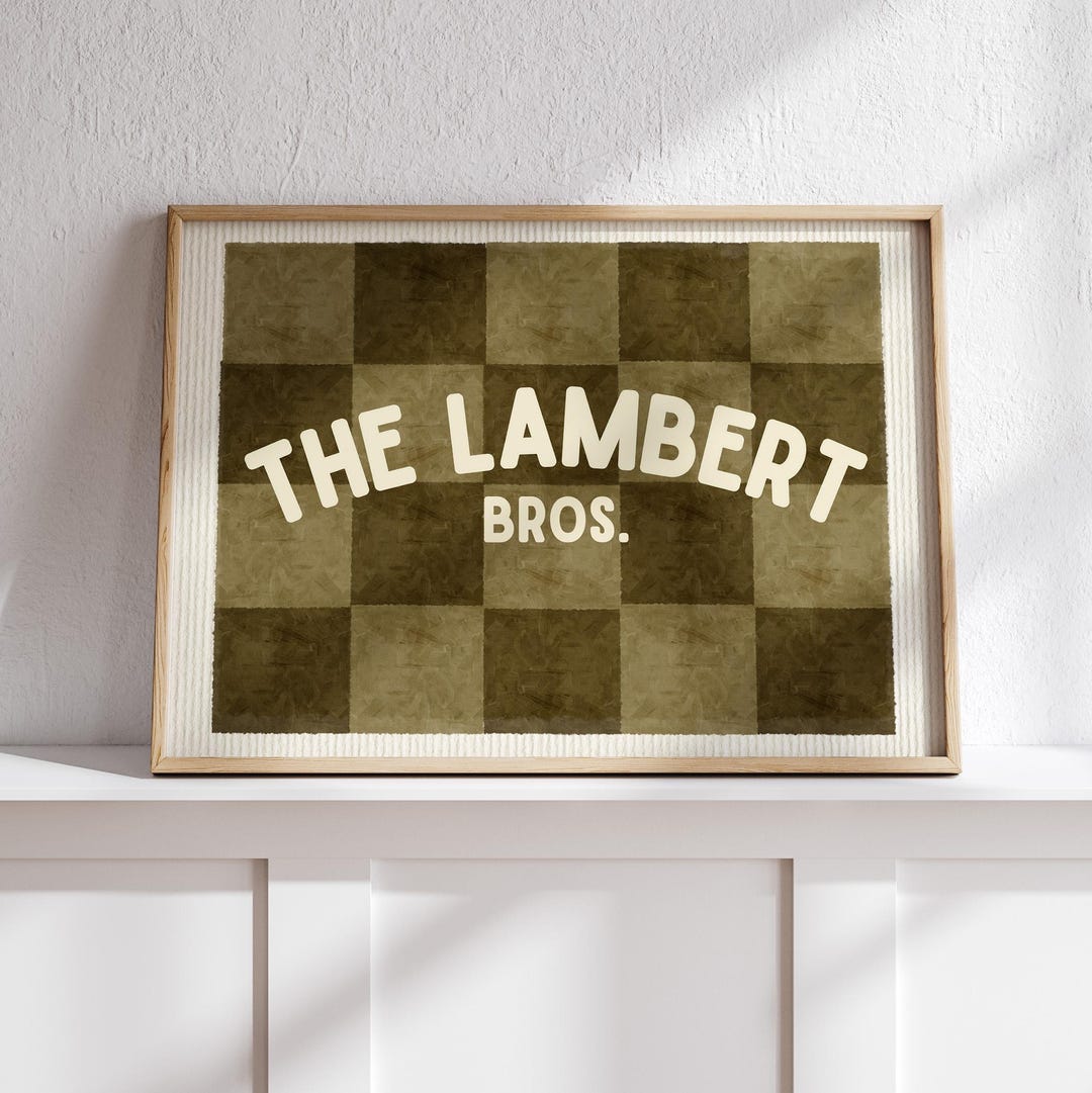 Brotherhood Wall Art Boys Playroom Decor Bros Print Retro Checkerboard ...
