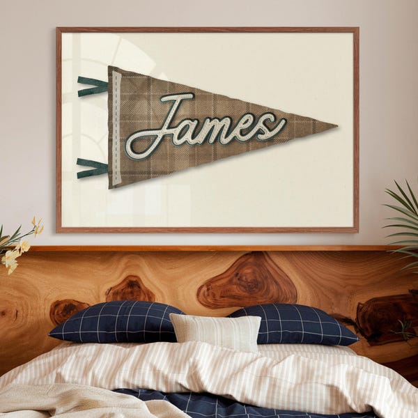Plaid Banner Name - Etsy