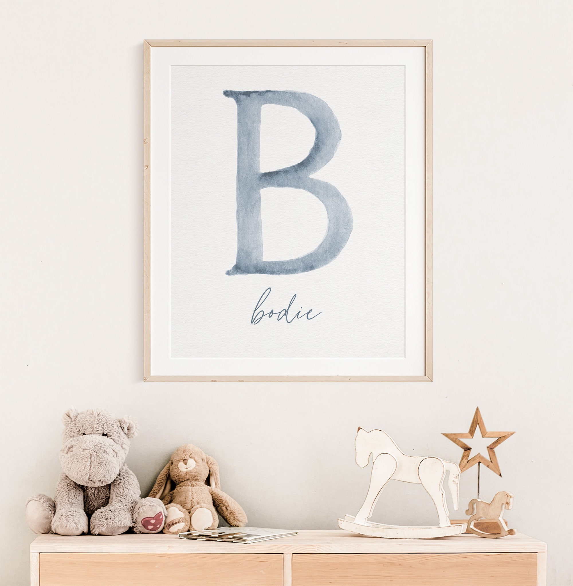 Newborn Name Sign, Baby Sign for Nursery, Custom Boy Name Print, Blue ...
