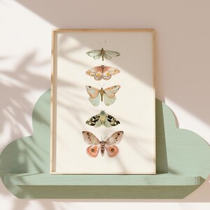 Boho Butterfly Poster Neutral Butterflies Vintage Girl Wall Art Print ...