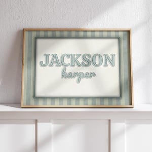 Newborn Name Sign Printable for Nursery Embroidered Custom Monogram ...