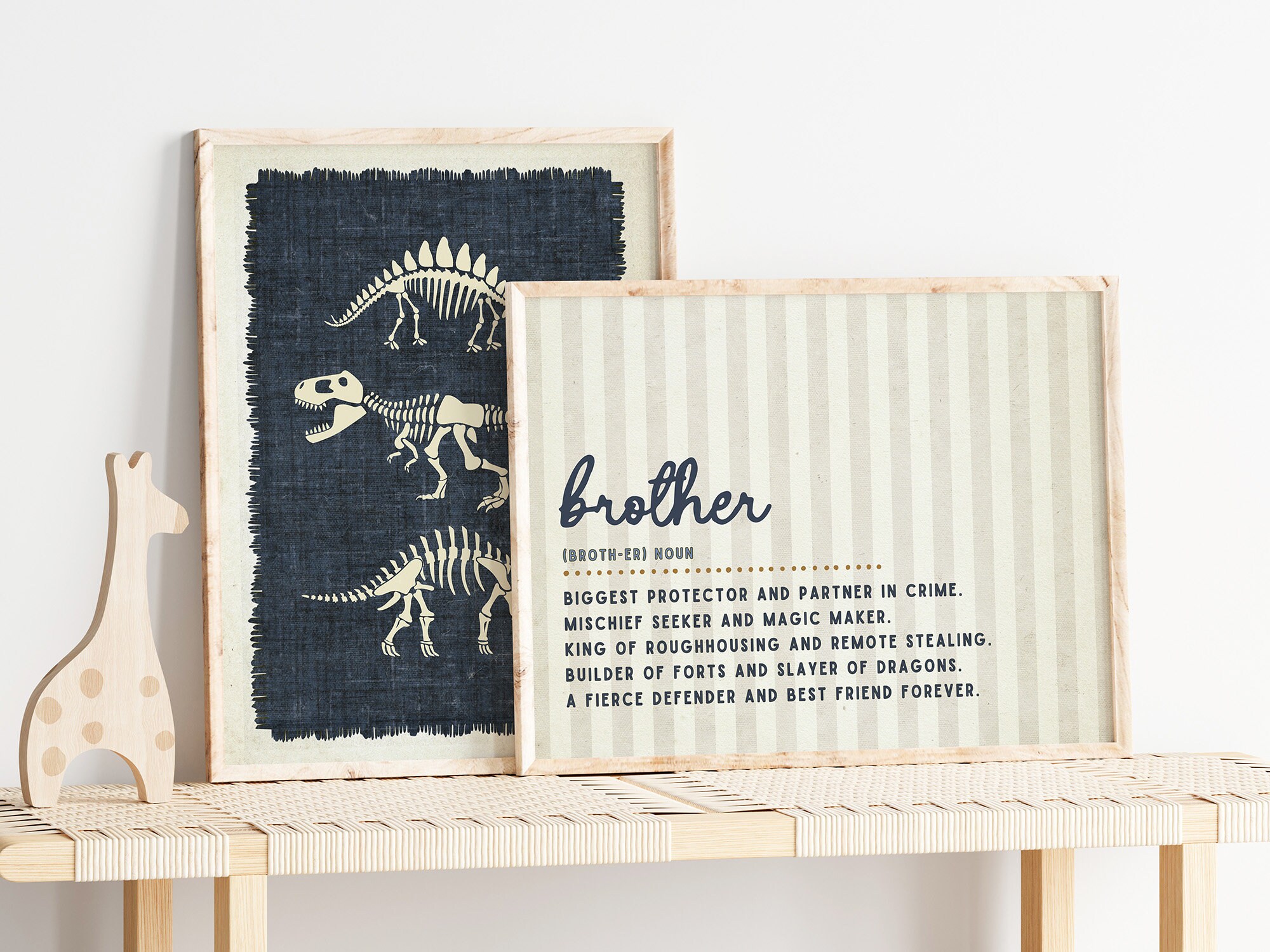 Brotherhood Wall Art Personalized Gallery Set 6 Brothers Dinosaurs ...