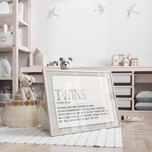 Twins Nursery Wall Art Brother Sister Definition Neutral Twins Decor ...