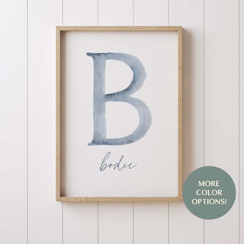 Newborn Name Sign, Baby Sign for Nursery, Custom Boy Name Print, Blue ...
