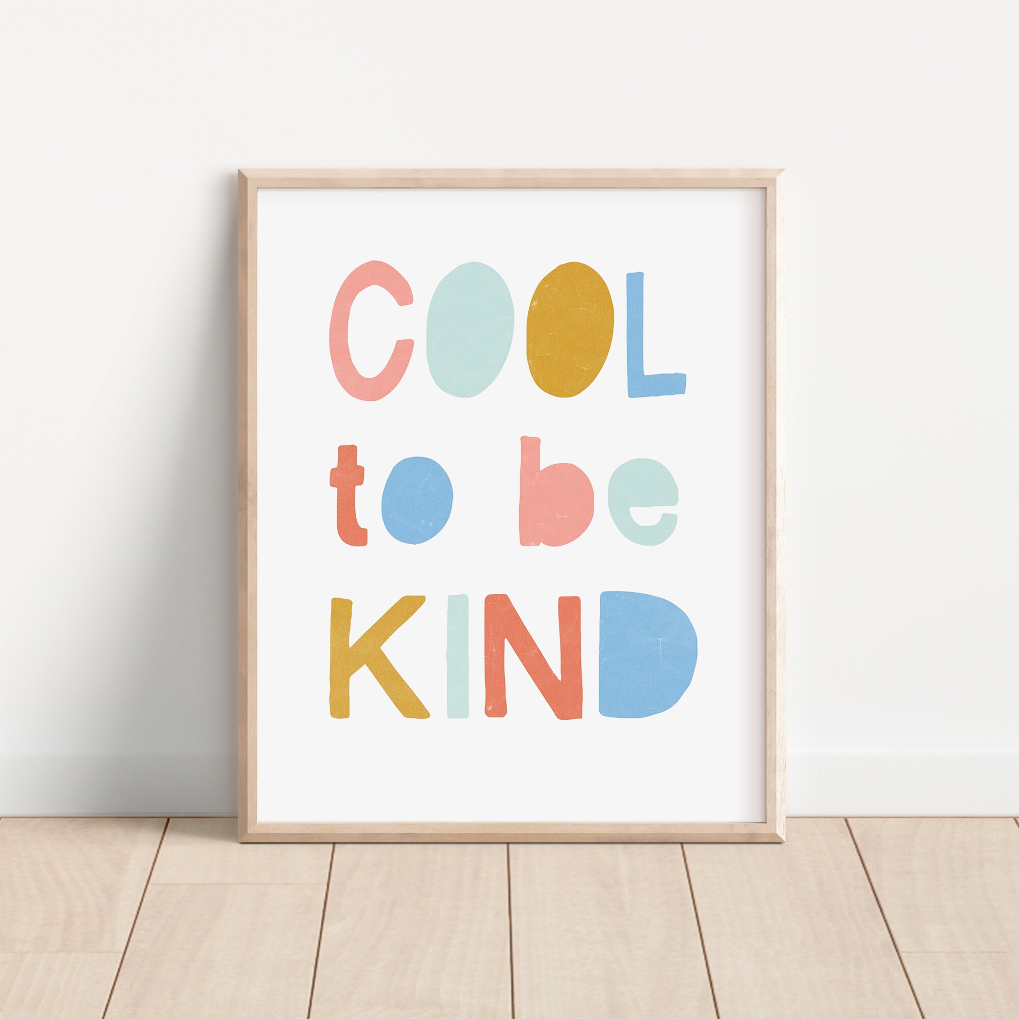 Cool to Be Kind Poster Retro Minimalist Wall Art Word Quote Decor ...