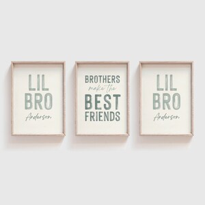 Brother Wall Art Big Bro Lil Bro Boys Bedroom Decor Set of 3 Prints ...