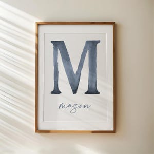 Newborn Name Sign, Baby Sign for Nursery, Custom Boy Name Print, Blue ...