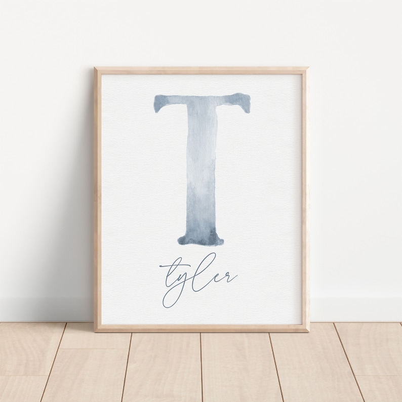 Newborn Name Sign, Baby Sign for Nursery, Custom Boy Name Print, Blue ...