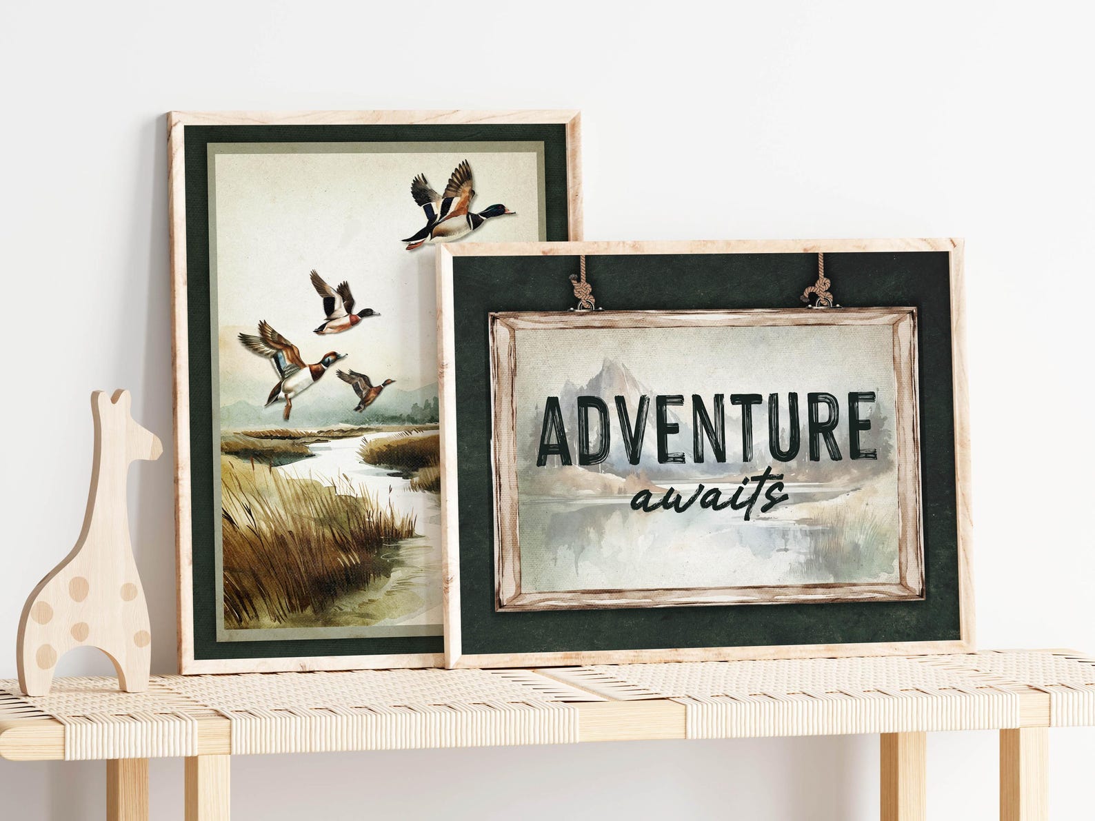 Fishing Hunting Woodland Wall Art Deer and Duck Nature Themed Prints ...
