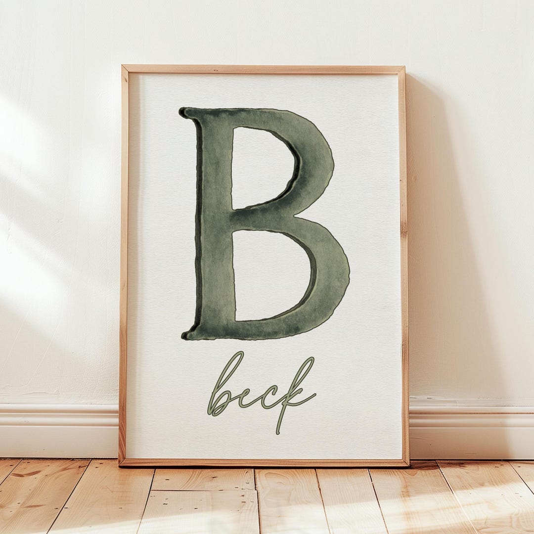 Newborn Name Sign, Baby Sign for Nursery, Custom Boy Name Print, Green ...