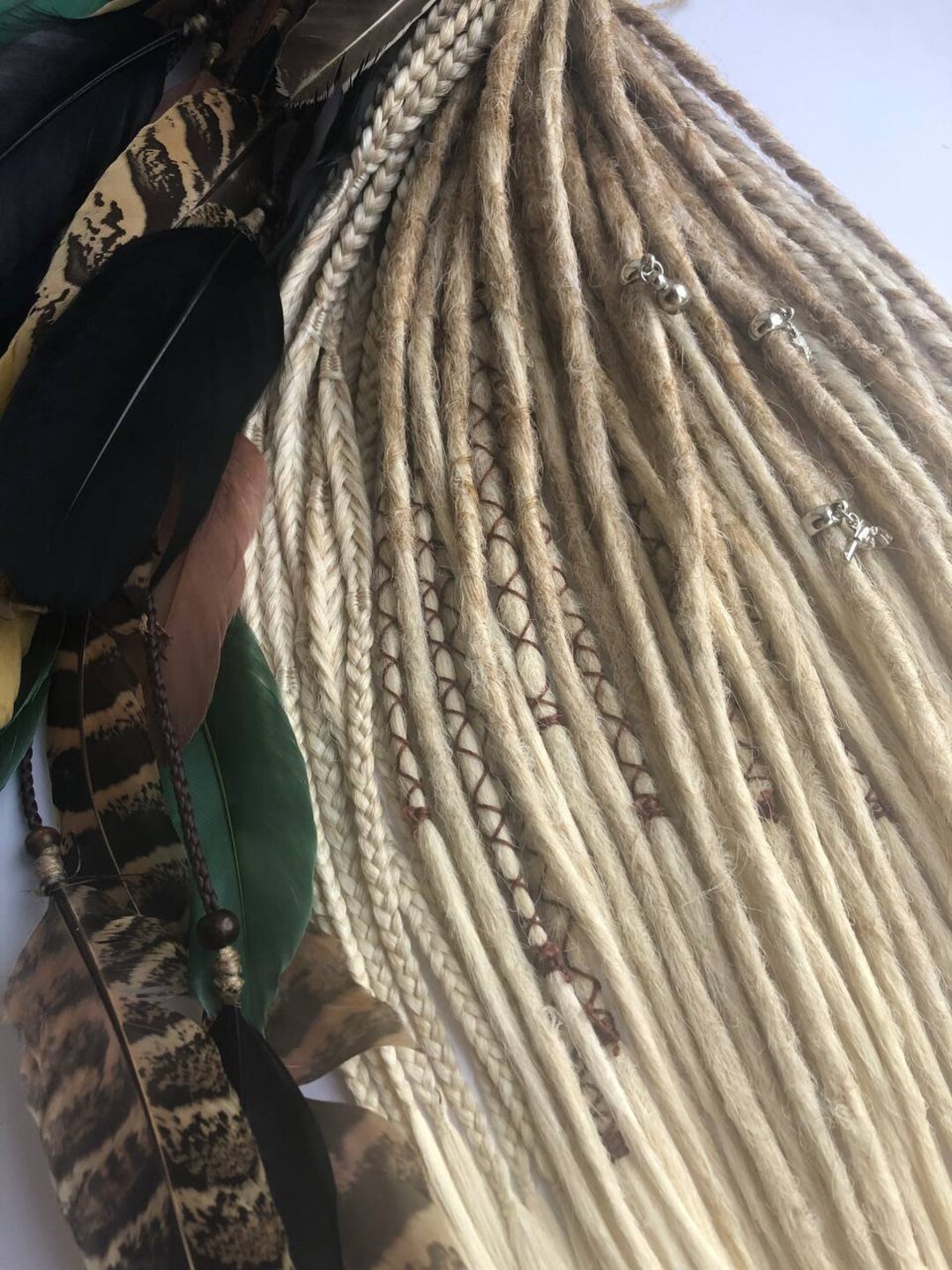 Synthetic Dread Extensions, Beige White Ombre, Double Ended Dread ...