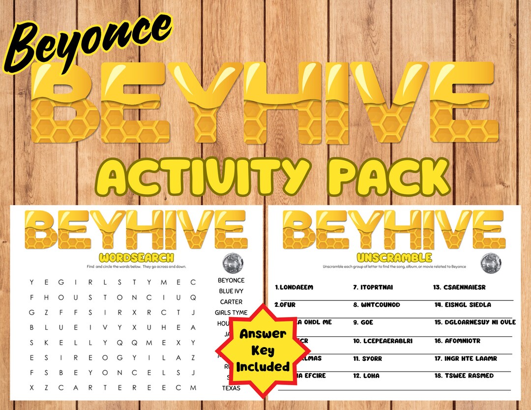 Beyonce Themed Activity Pack| Party Games | Printable | Word Search ...