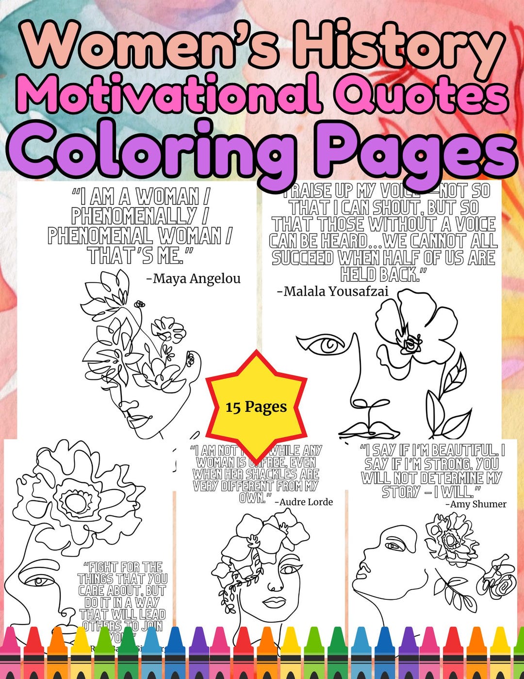 Women's History Coloring Pages | Empowering Quotes, Floral Designs (PDF ...