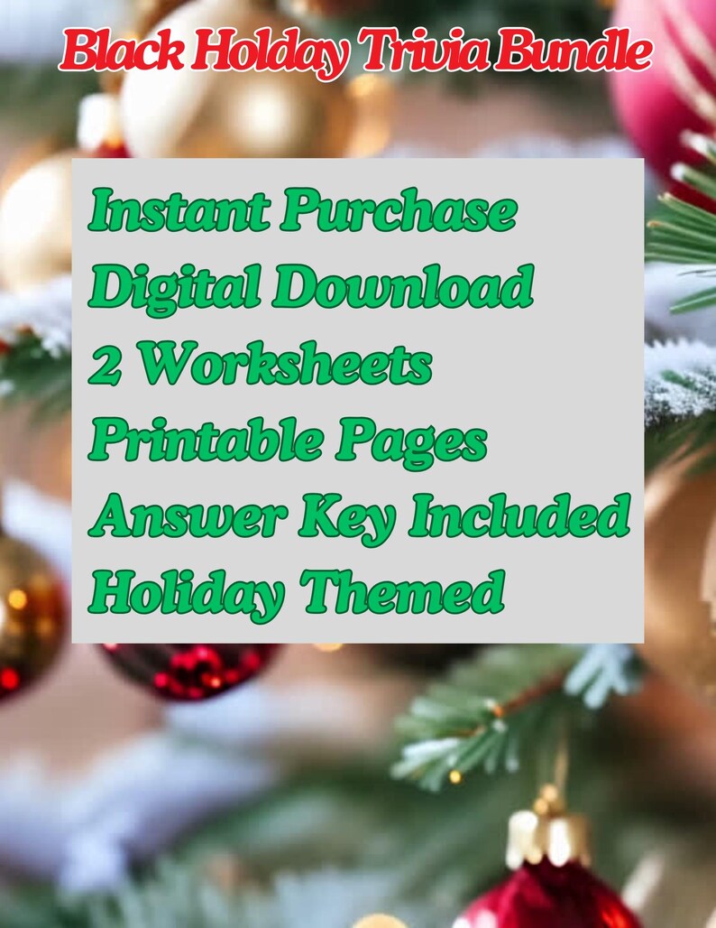 Black Holiday Trivia Bundle | Printable Holiday Party Games | Guess the ...