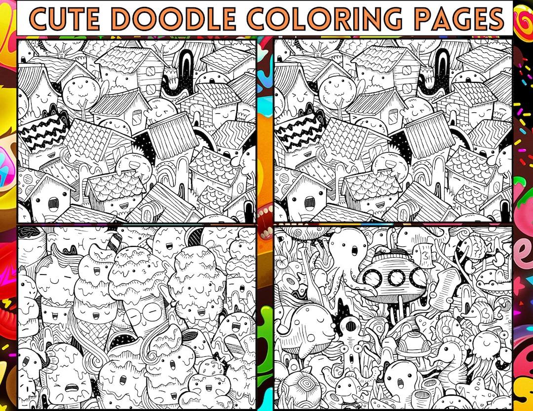 Cute Doodle Coloring Pages - Etsy