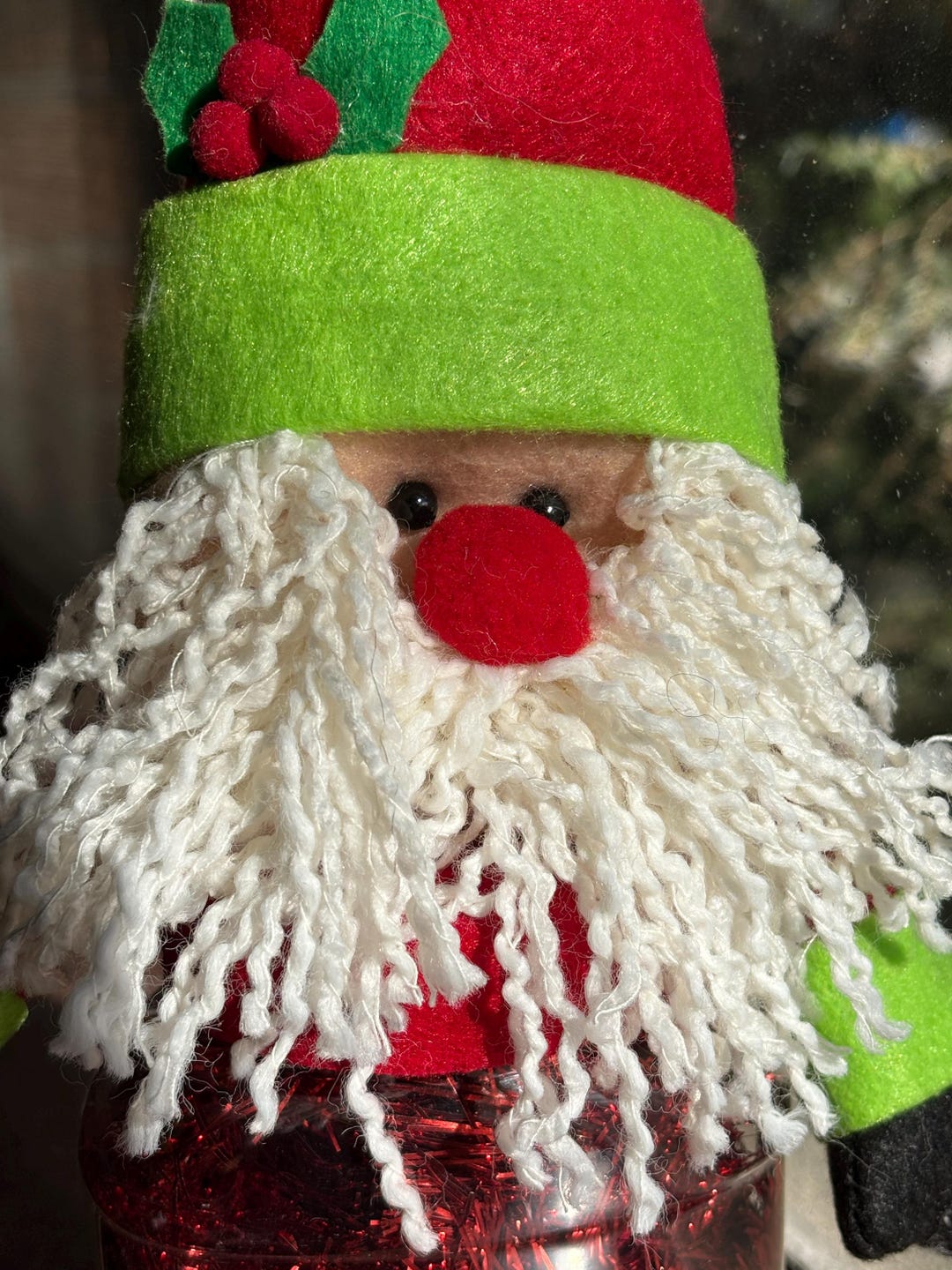 Vintage Plush Santa Container With Lid — Stuffed Santa Decoration ...