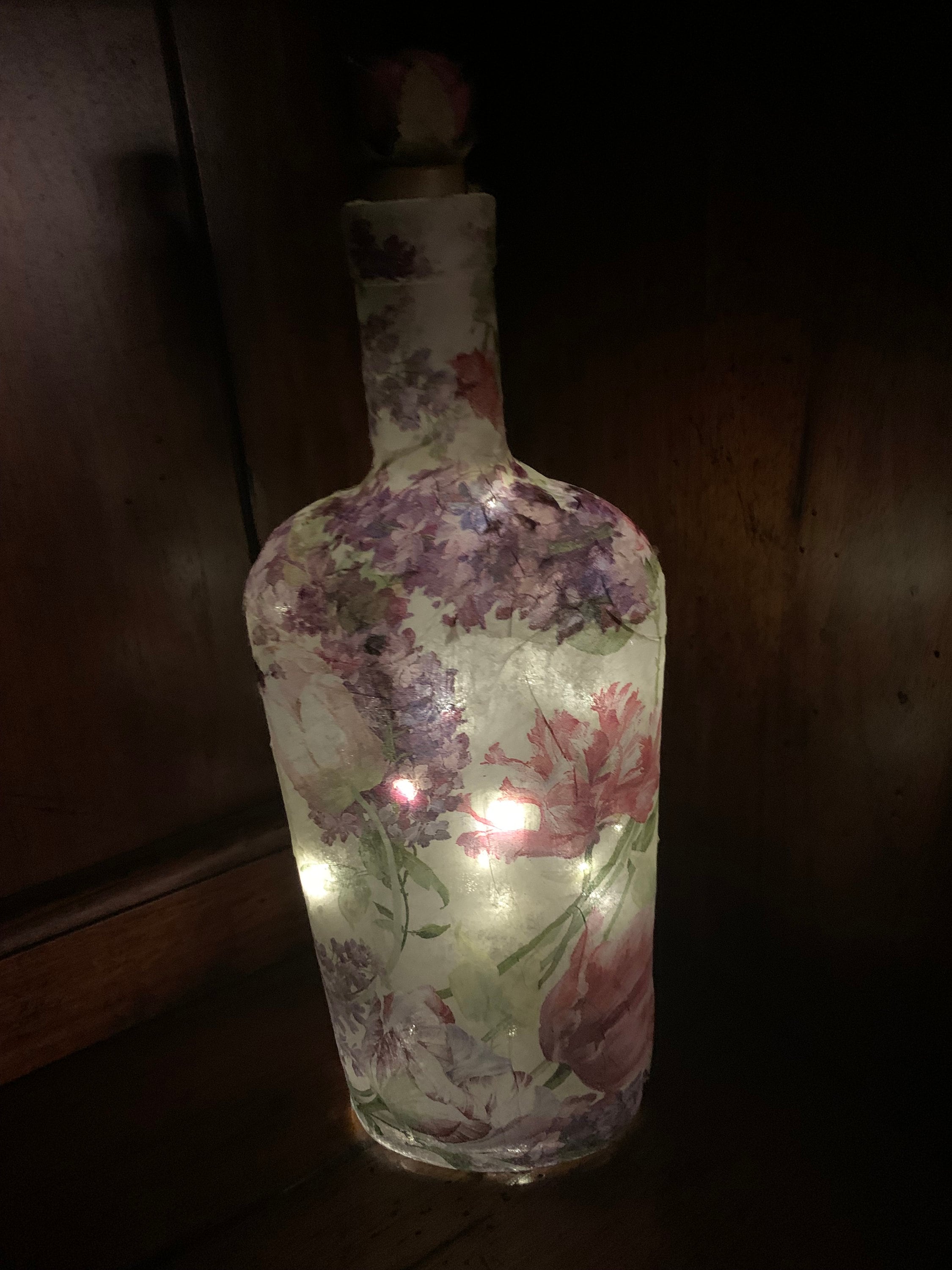 Rose Lighted Bottle - Etsy