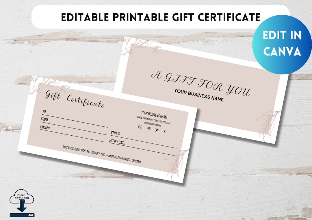 Boho Gift Certificate Template DIY Printable Gift Voucher Certificate ...