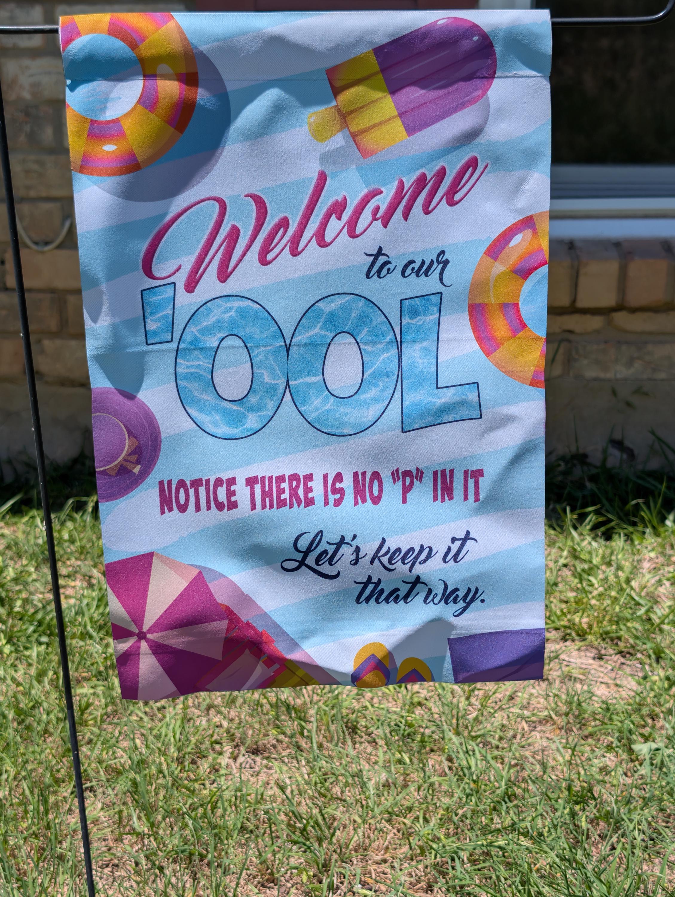 Welcome to Our Pool, Swimming Pool, Garden Flag 12x18, Spring, Summer ...