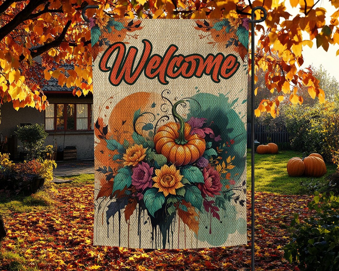 Welcome Fall Pumpkin Yard Flag: Autumn Decor - Etsy