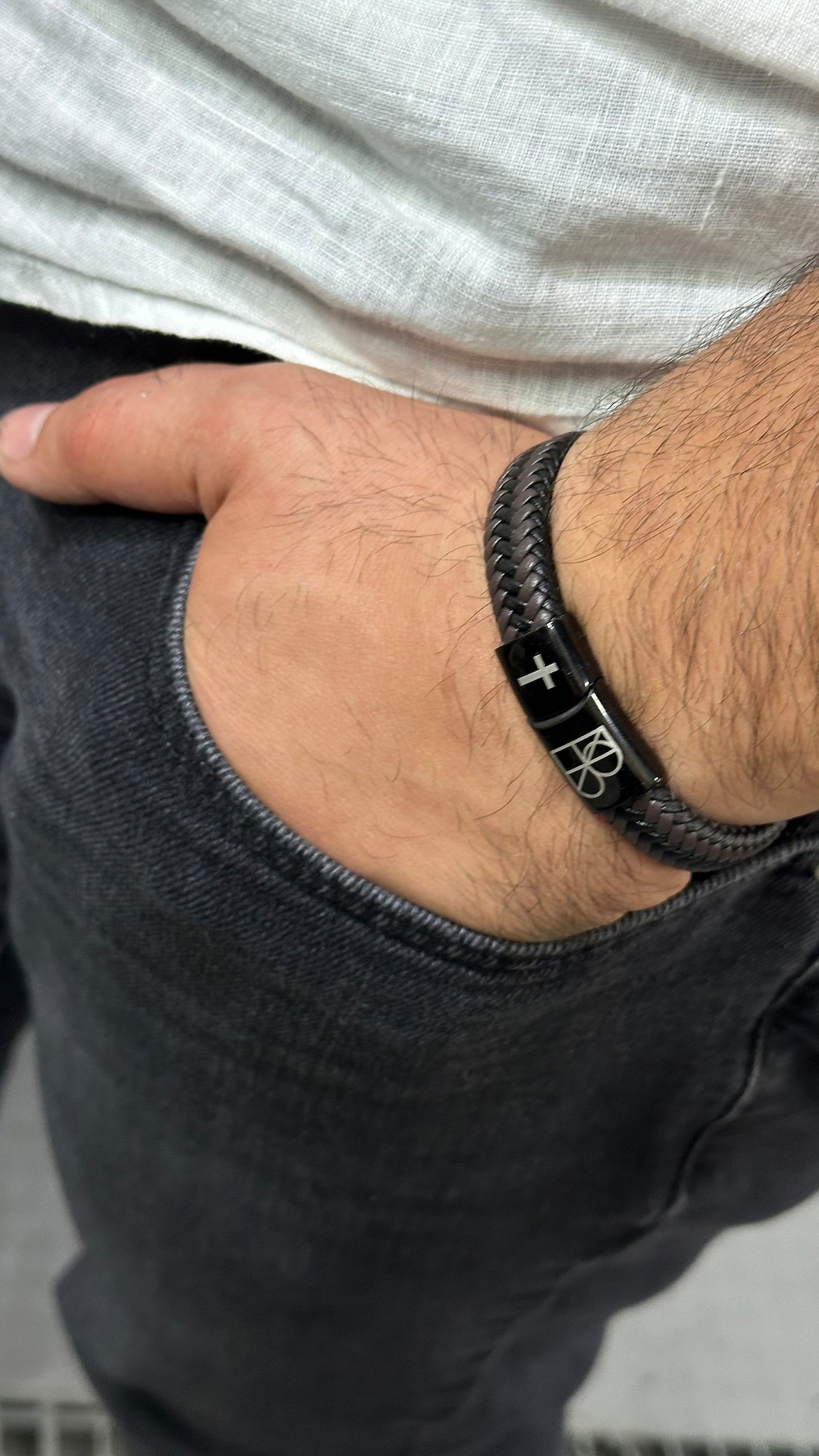 Personalized Name Logo Bracelet, Hidden Logo Message Bracelet for Him ...