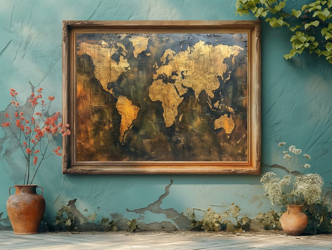 Old World Map, Oil Painting, Vintage - Etsy