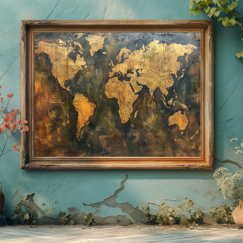 World Map Painting - Etsy