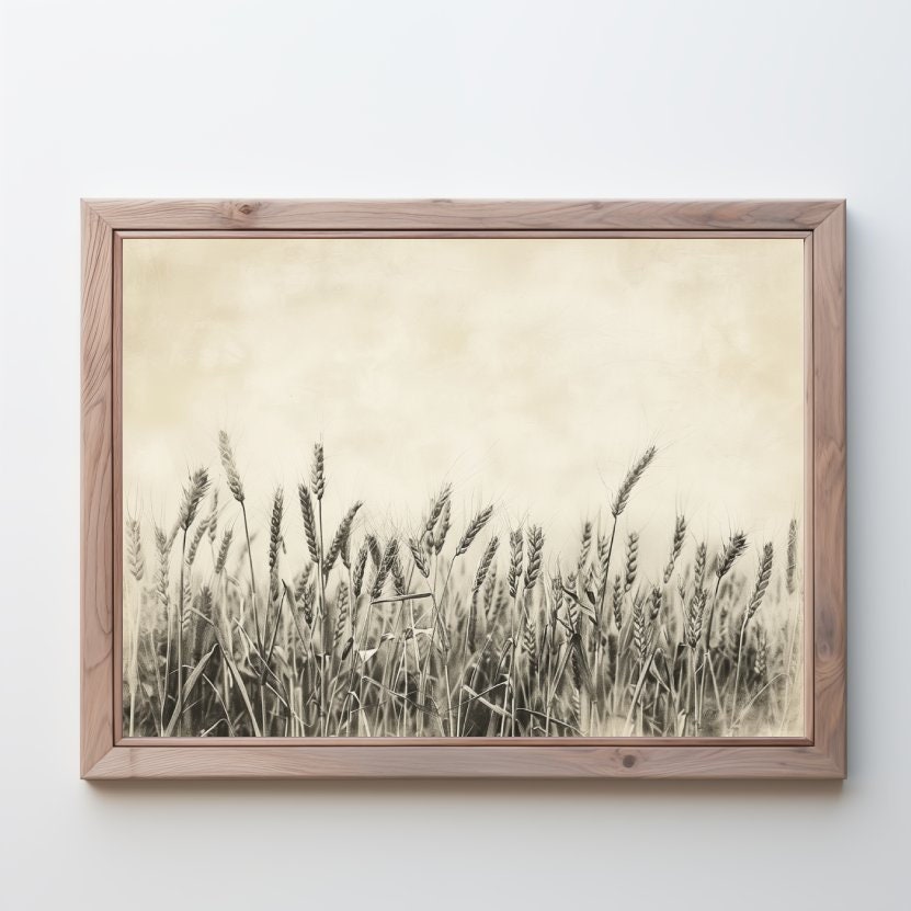 Pencil Drawing of a Wheat Field, Digital Print, Wall Art - Etsy