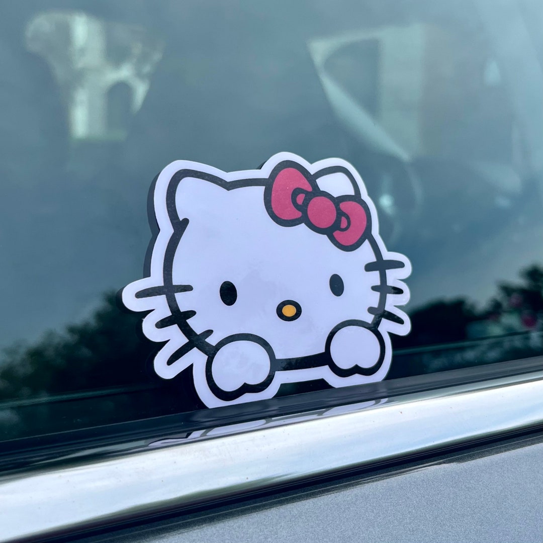 Hello Kitty Peeking Window Sticker Sanrio Hello Kitty Laptop Sticker ...