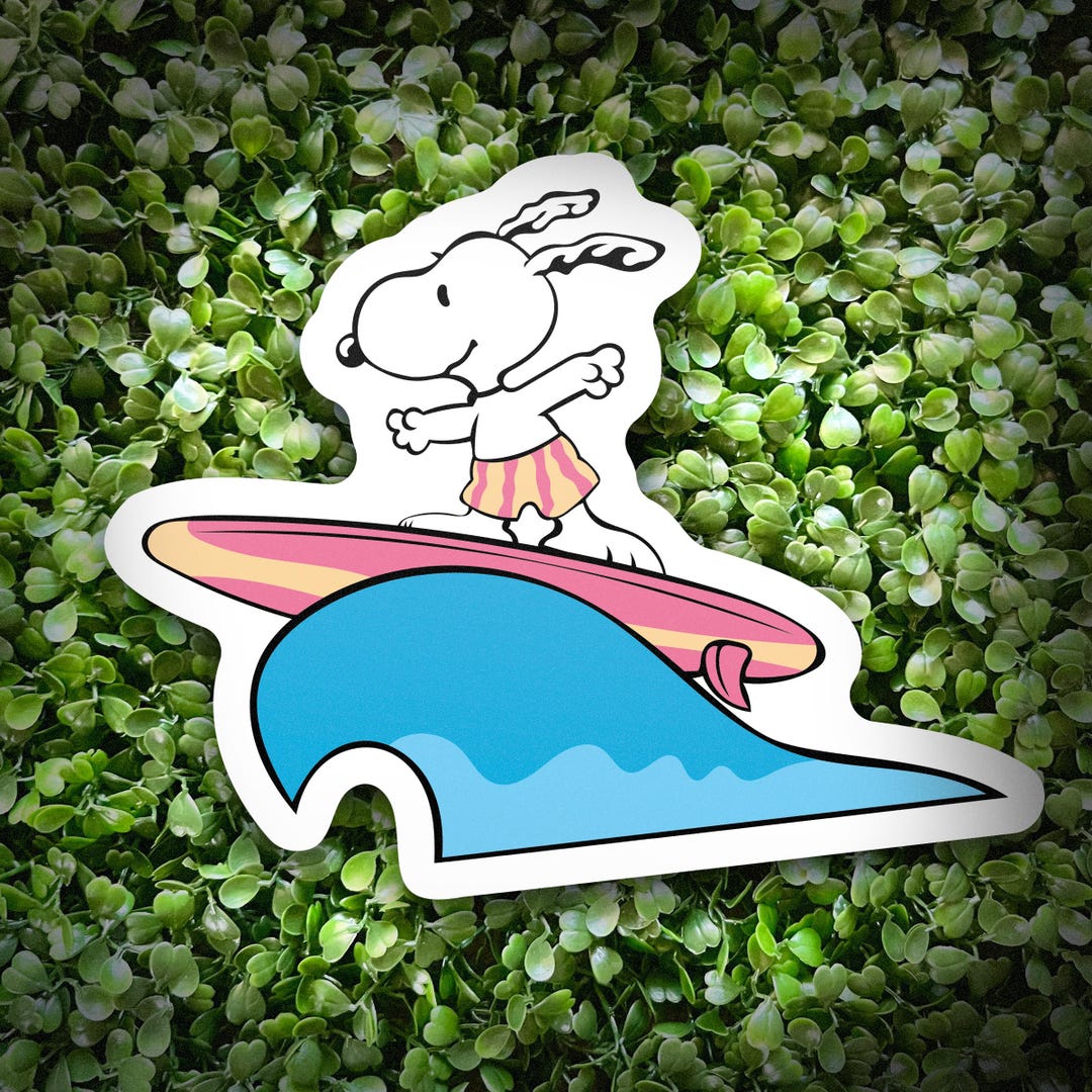 Surfing Snoopy Summertime Sticker Cute Summer Waterproof Decal ...