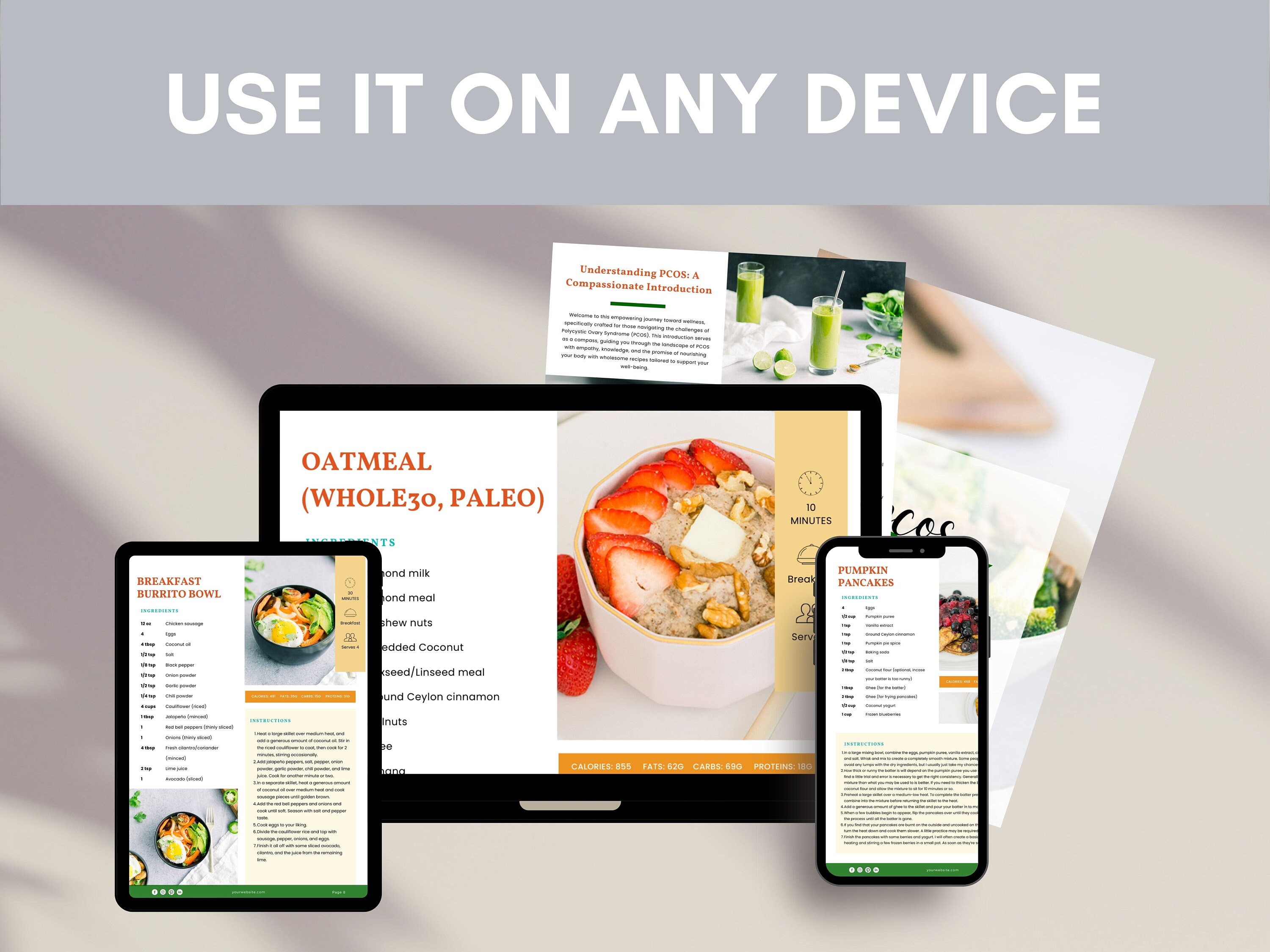 PCOS Cookbook Template Editable in Canva With Resell Rights, PCOS ...