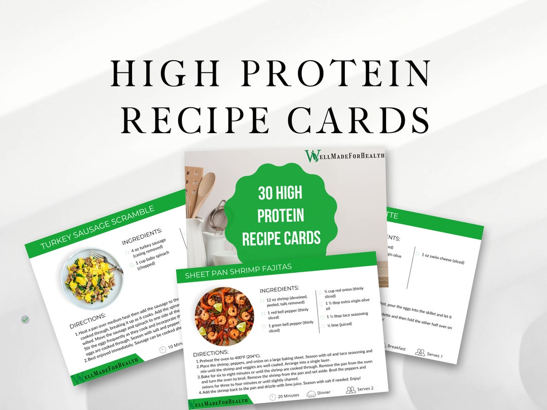 High Protein Recipe Cards, Nutritious Meal Ideas, Protein Packed ...