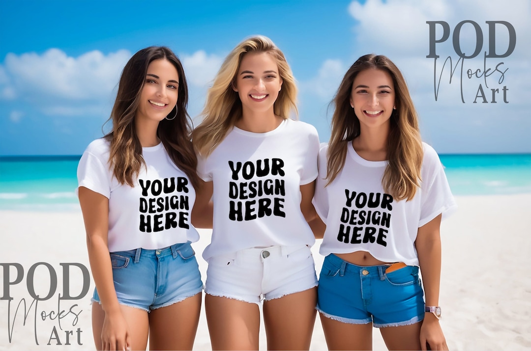 White Shirt Mock Up, Group Tee Mock Up, Friends Mockup, Black Tshirt ...