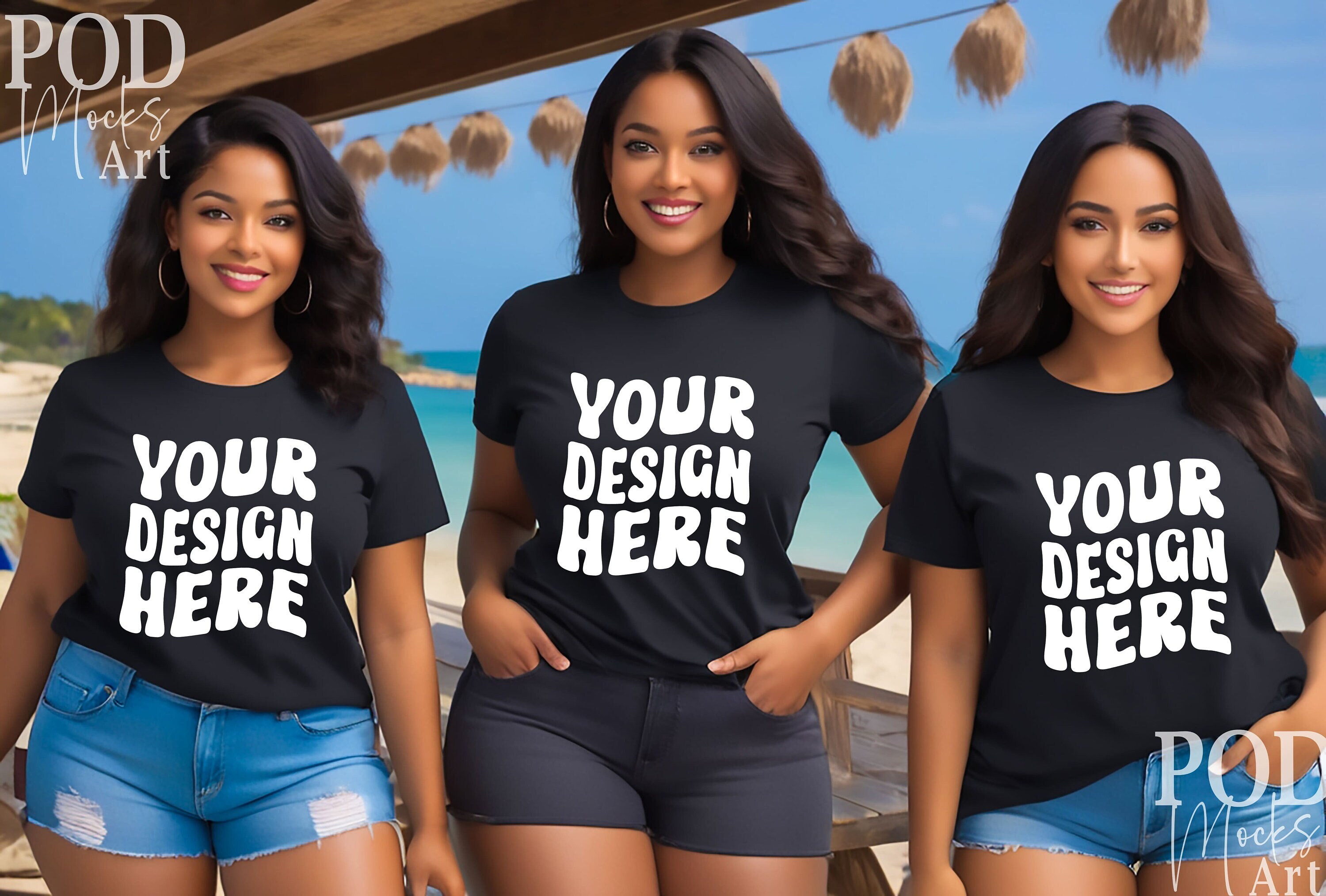 White Shirt Mockup, Group Tee Mock Up, Friends Mockup, Black Tshirt ...