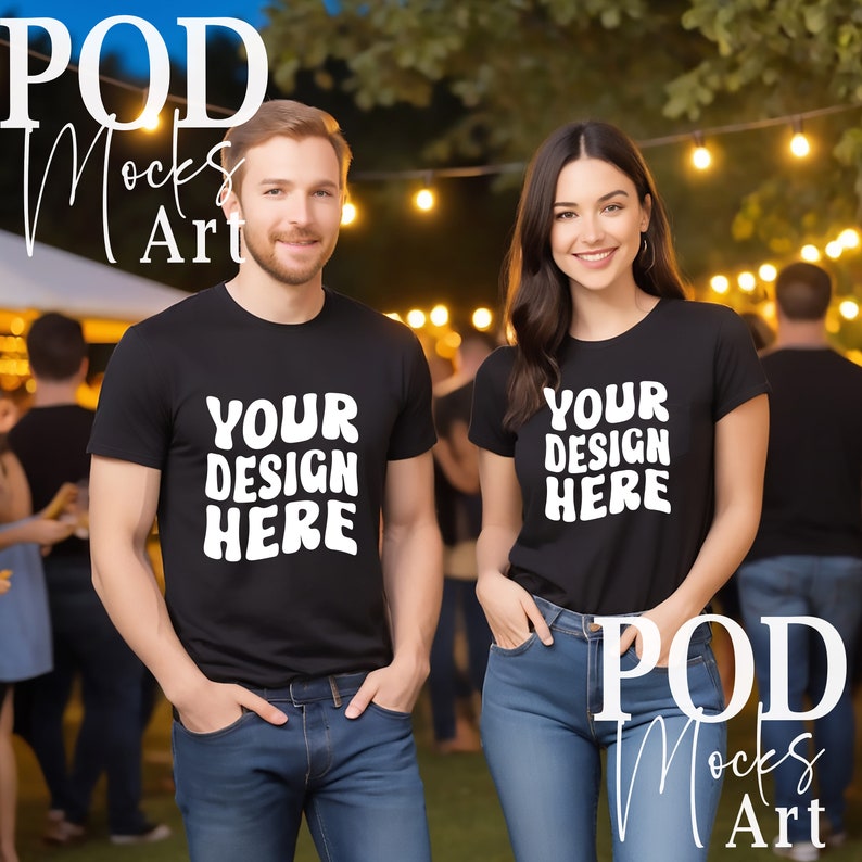 Bella Canvas 3001 Couple, Group Mockup, Man Woman Mockup, Black White ...