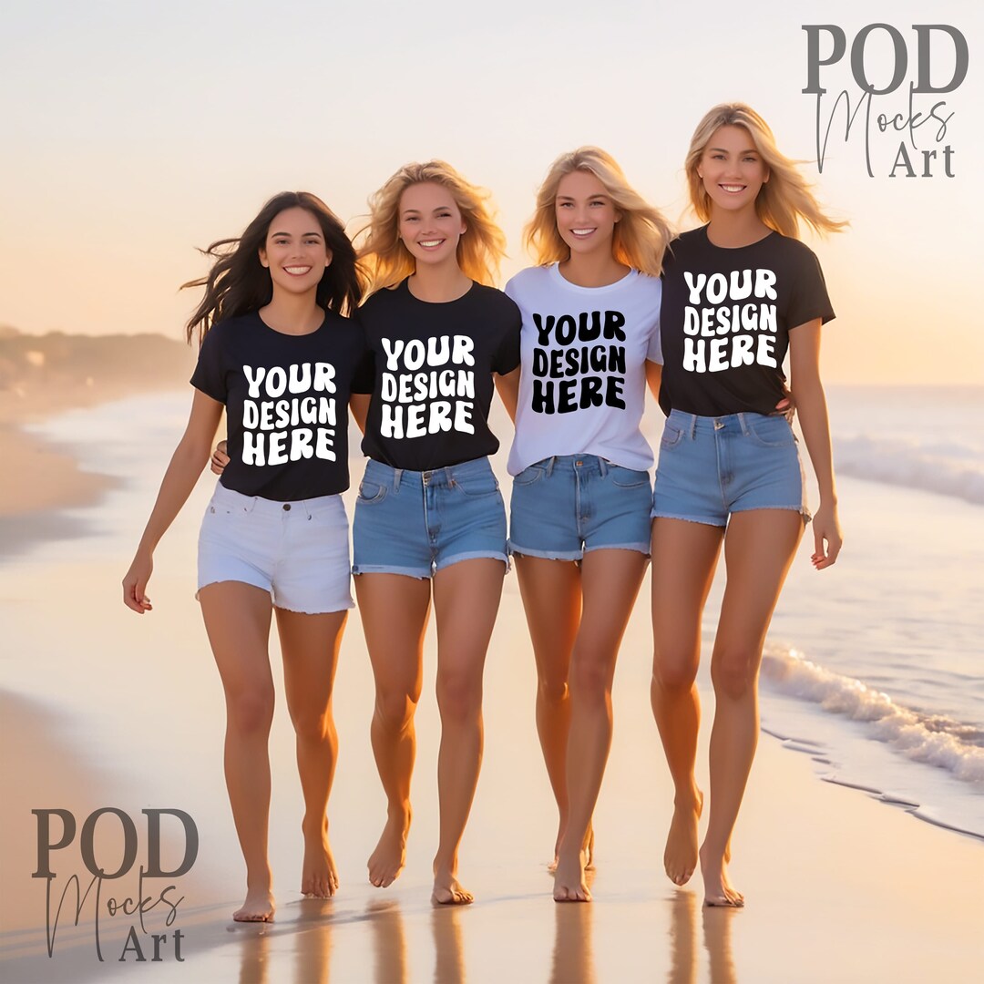 White Shirt Mock Up, Group Tee Mock Up, Friends Mockup, Black Tshirt ...