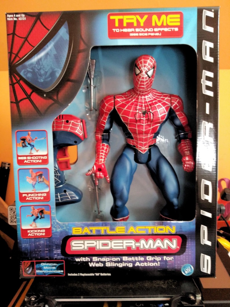 2001 Toybiz 13" Battle Action Spider-man Action Figure With Snap on ...
